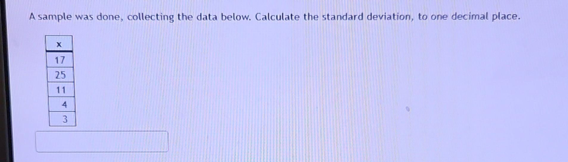 Solved A sample was done, collecting the data below. | Chegg.com