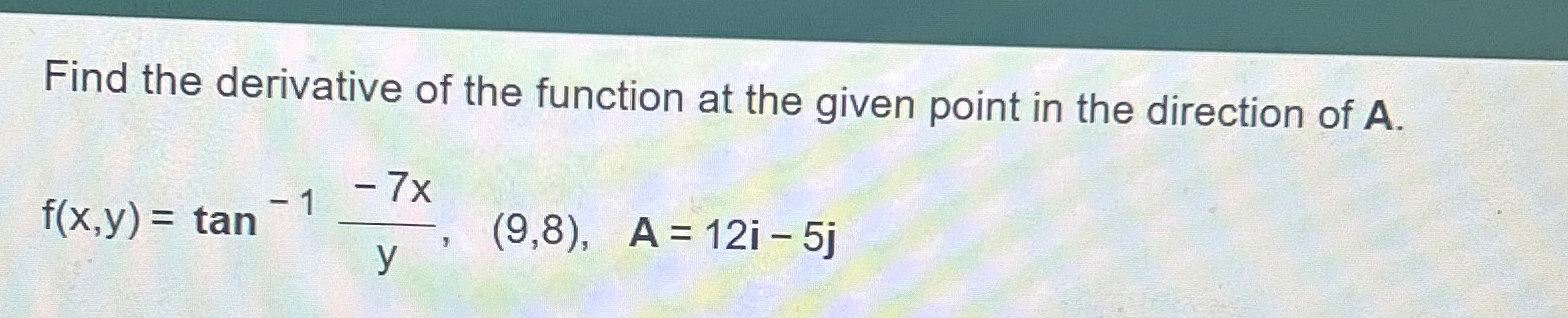 Solved Find the derivative of the function at the given | Chegg.com