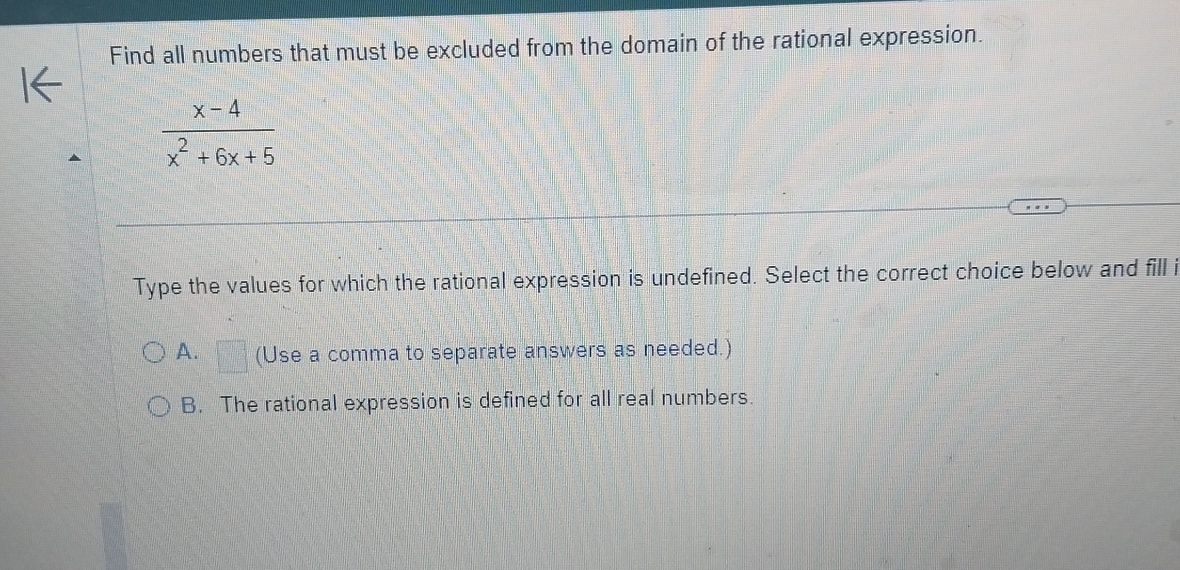 Solved Find all numbers that must be excluded from the | Chegg.com