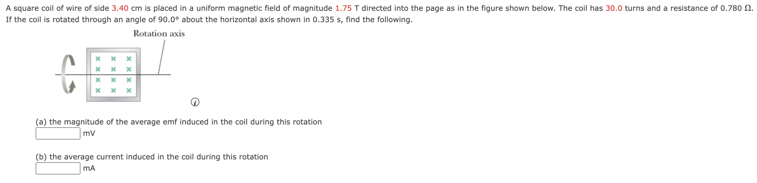 Solved If the coil is rotated through an angle of 90.0° | Chegg.com
