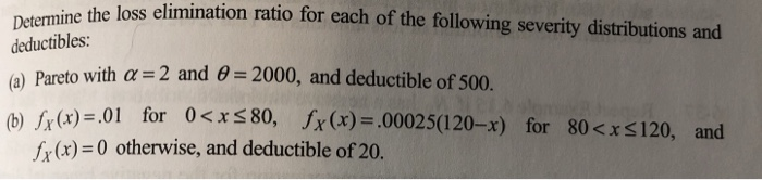 the loss elimination ratio for each of the following | Chegg.com