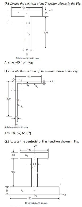 Solved Q.1 Locate the centroid of the T-section shown in the | Chegg.com