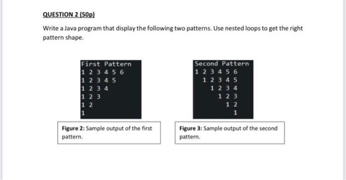Solved Write a Java program that display the following two | Chegg.com