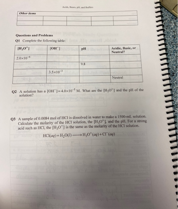 Solved pH REPORT SHEET Acids, Bases, pH, and Buffers A. | Chegg.com Solved pH REPORT SHEET Acids, Bases, pH, and Buffers A. | Chegg.com