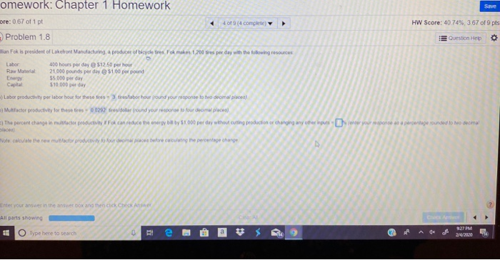 Solved Omework Chapter 1 Homework Save Ore 0 67 Of 1 Pt 4