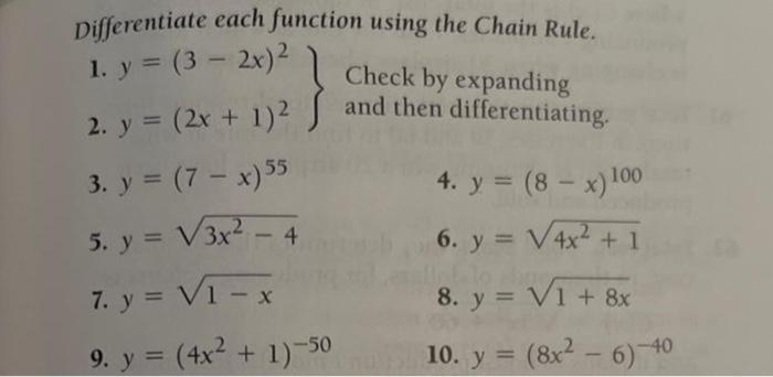Solved Differentiate each function using the Chain Rule. 1. | Chegg.com