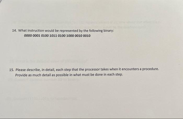 Solved 14. What instruction would be represented by the | Chegg.com