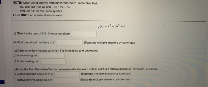 Solved NOTE: When using interval notation in WebWork, | Chegg.com