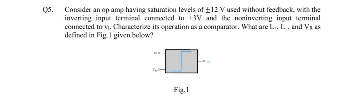 Solved Q5. ﻿Consider an op amp having saturation levels of | Chegg.com