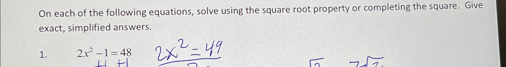 Solved On each of the following equations, solve using the | Chegg.com
