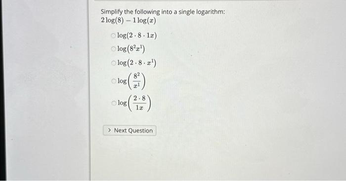 Solved Simplify the following into a single logarithm: | Chegg.com