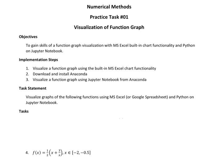 Solved Numerical Methods Practice Task #01 Visualization of | Chegg.com