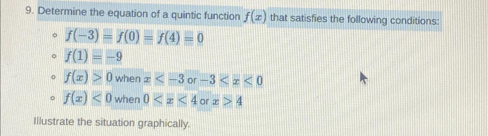 Solved Determine the equation of a quintic function f(x) | Chegg.com