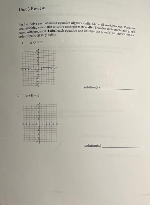 Solved For 1-2, solve each absolute equation algebraically. | Chegg.com