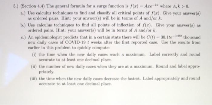 Solved 5.) (Section 4.4) The general formula for a surge | Chegg.com