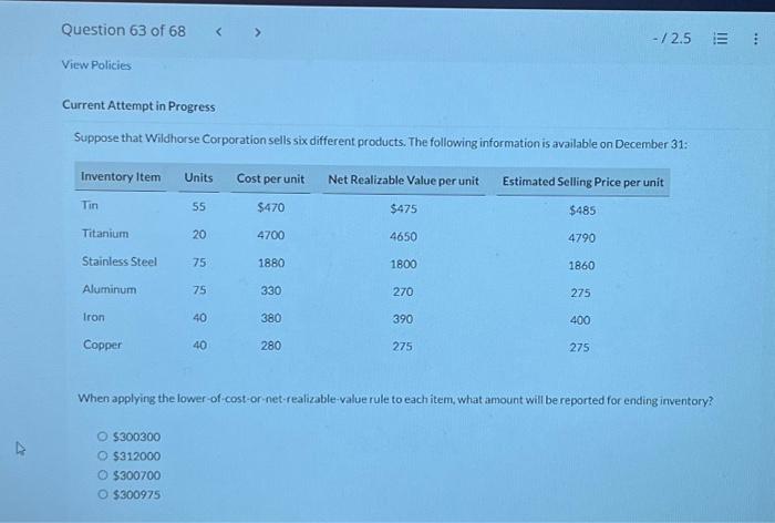 Solved Current Attempt in Progress Suppose that Wildhorse | Chegg.com