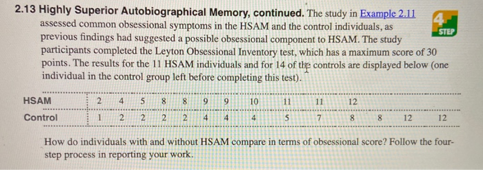 STEP 2.13 Highly Superior Autobiographical Memory, | Chegg.com