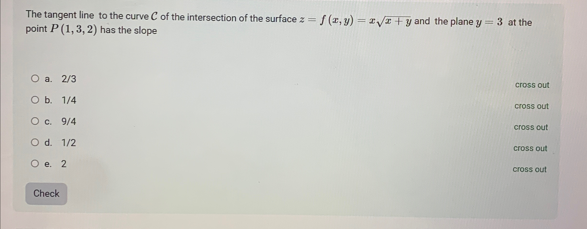 The tangent line to the curve C ﻿of the intersection | Chegg.com