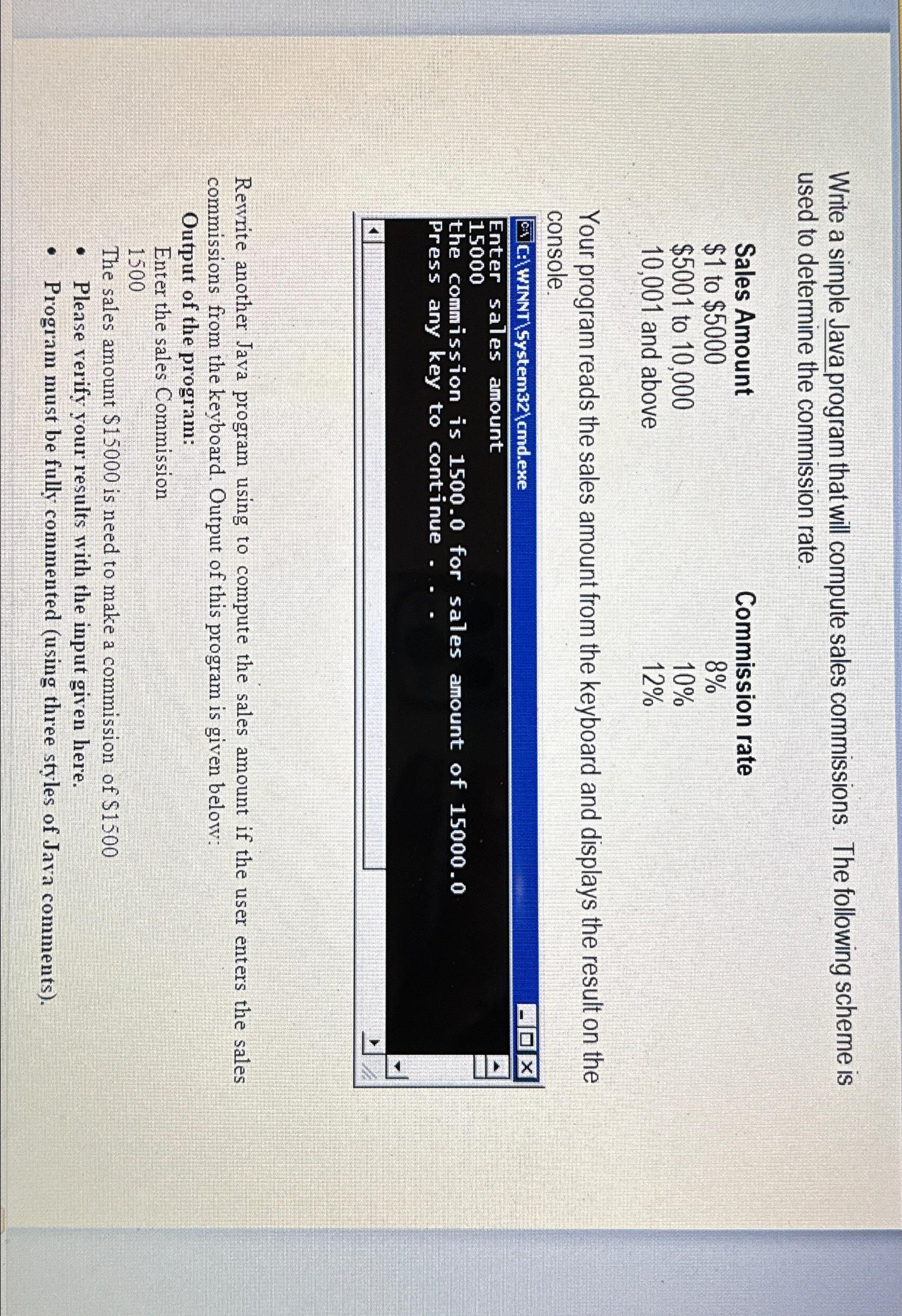 Solved Write a simple Java program that will compute sales | Chegg.com