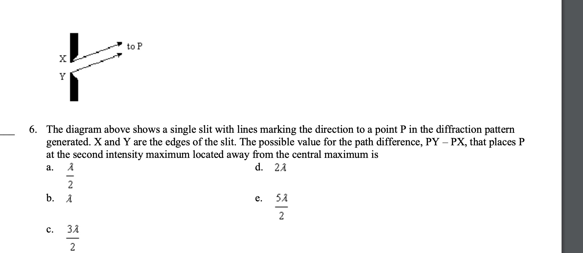 Solved The diagram above shows a single slit with lines | Chegg.com