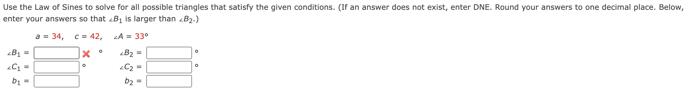 Solved use the law of sines to solve for all possible | Chegg.com