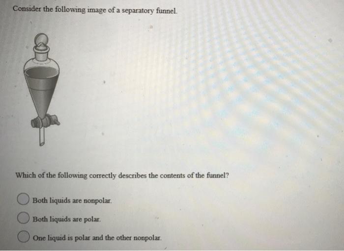 Solved Consider the following image of a separatory funnel. | Chegg.com