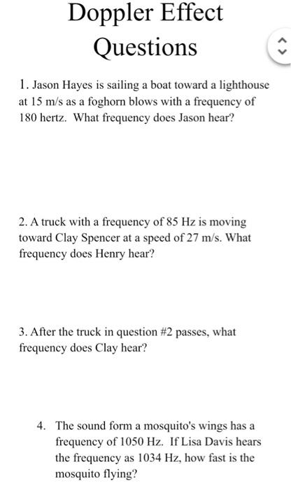 Solved Doppler Effect Questions 1. Jason Hayes is sailing a | Chegg.com