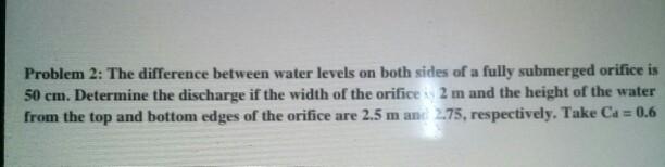 Solved Problem 2: The difference between water levels on | Chegg.com