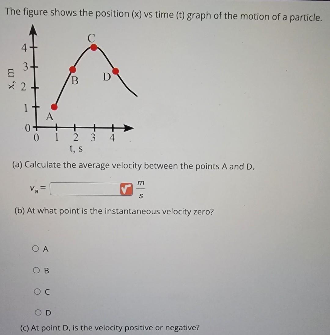 Solved The figure shows the position (x) vs time (t) graph | Chegg.com