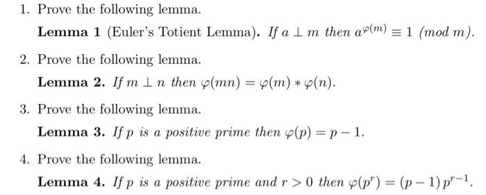 Solved Definition 1 (Euler's Totient Function). (m) = #Zm, | Chegg.com