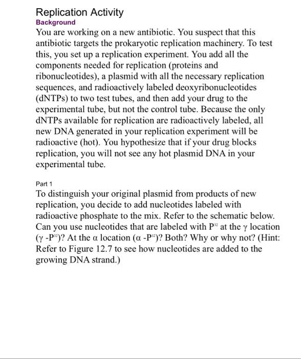 Solved Replication Activity Background You are working on a | Chegg.com
