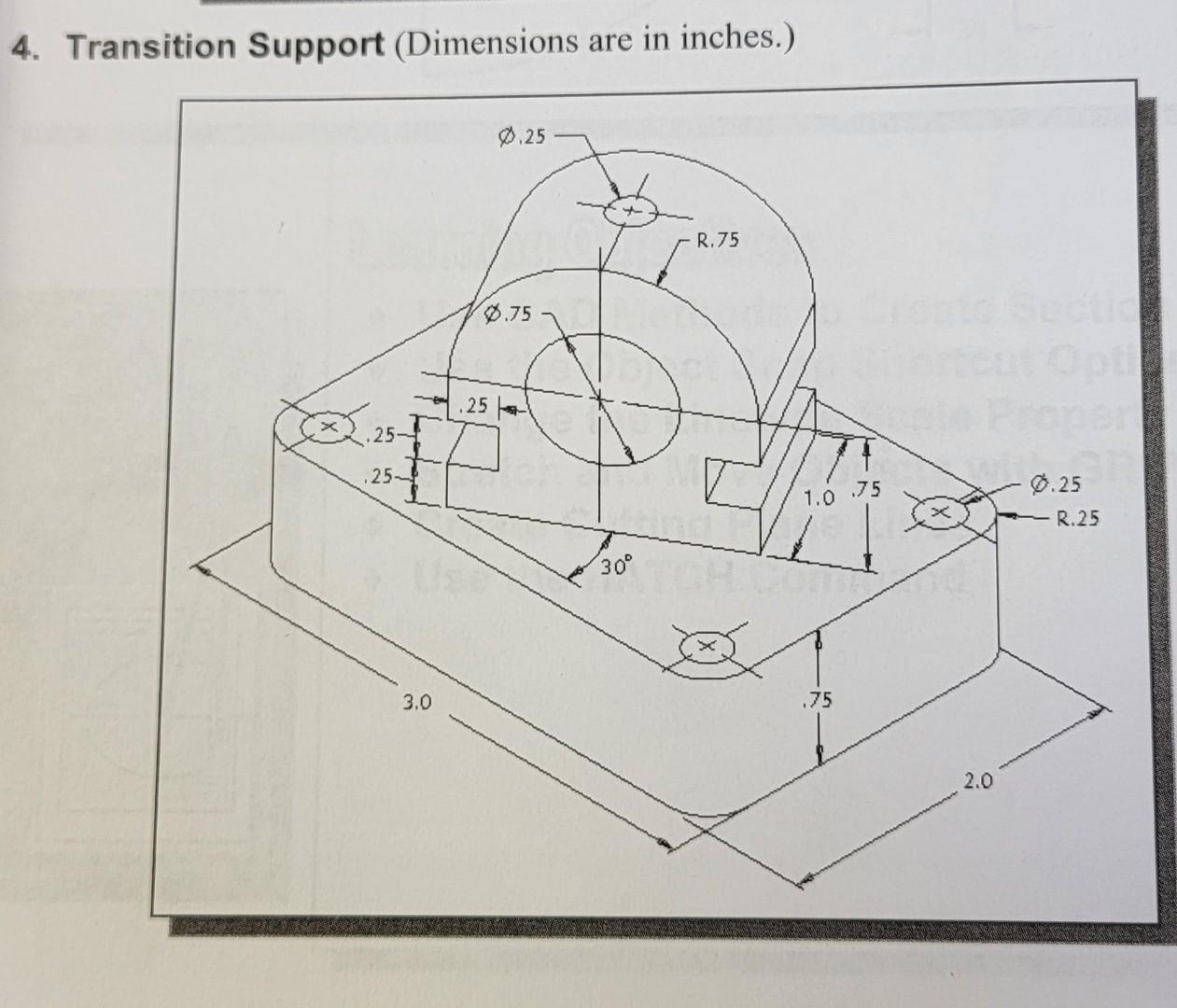 Solved 4. Transition Support (Dimensions are in inches.) | Chegg.com