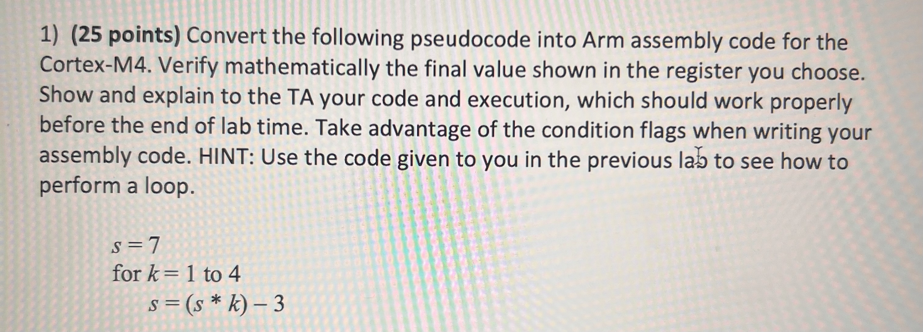 Solved ( 25 ﻿points) ﻿Convert the following pseudocode into | Chegg.com