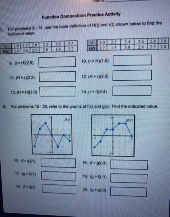 Solved Function Composition Practice Activity C. For | Chegg.com