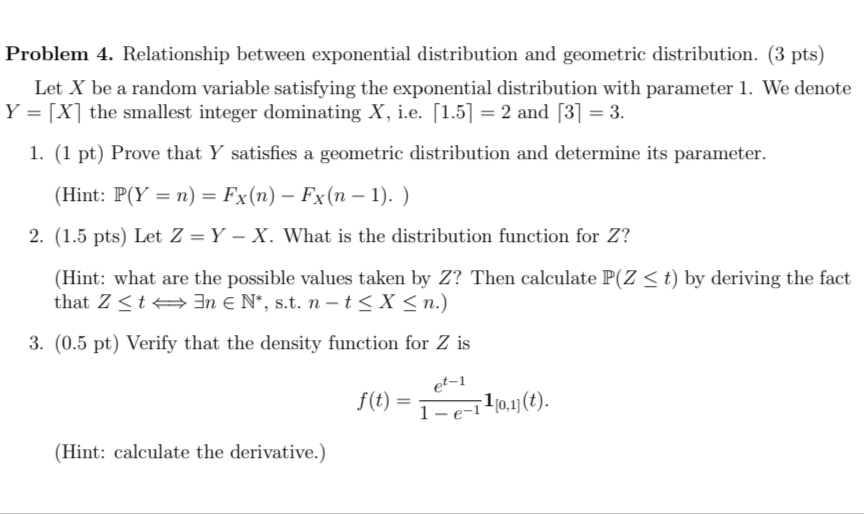Solved Problem 4. Relationship between exponential | Chegg.com