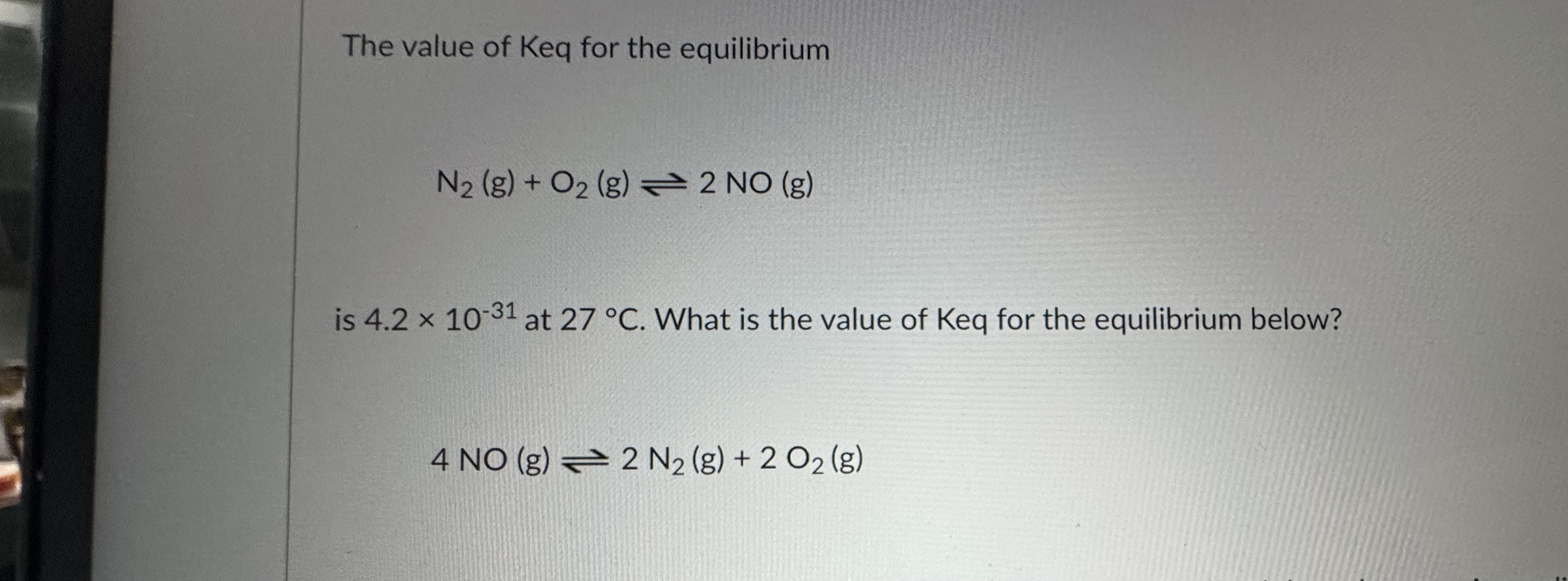 Solved The value of Keq for the | Chegg.com