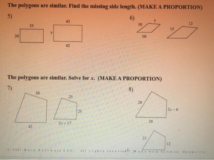 Solved The polygons are similar. Find the missing side | Chegg.com