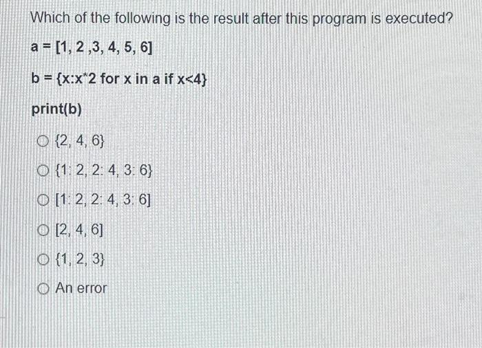 Solved Which of the following is the result after this | Chegg.com