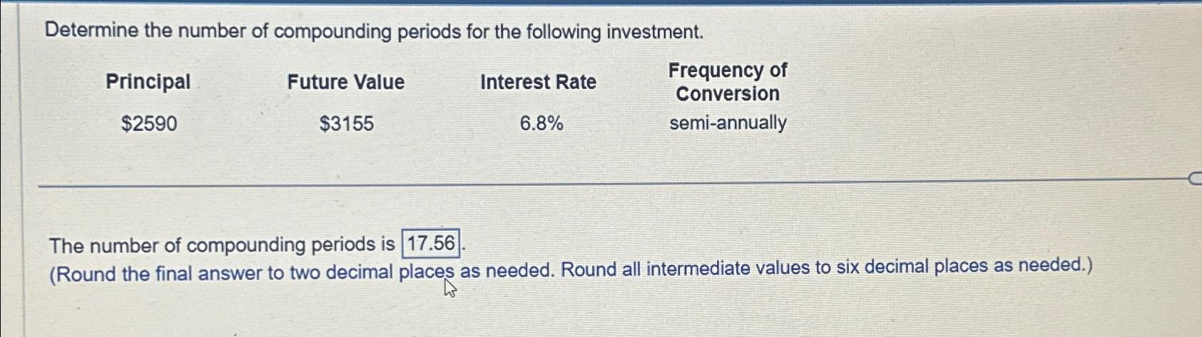 Solved Determine the number of compounding periods for the | Chegg.com