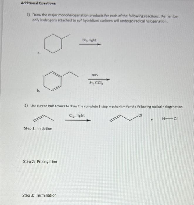 Solved Additional Questions: 1) Draw the major | Chegg.com
