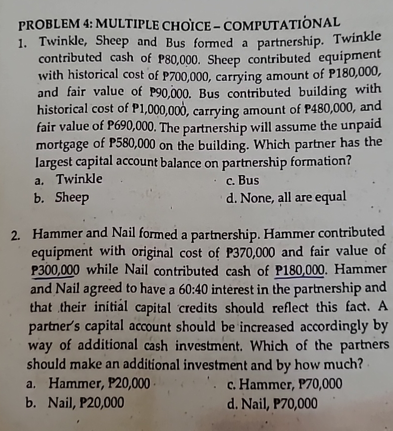 Solved PROBLEM 4: MULTIPLE CHOICE - ﻿COMPUTATIÓNALTwinkle, | Chegg.com