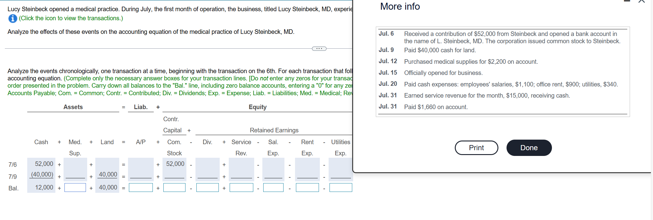 Solved Analyze the events ﻿chronologically, one transaction | Chegg.com