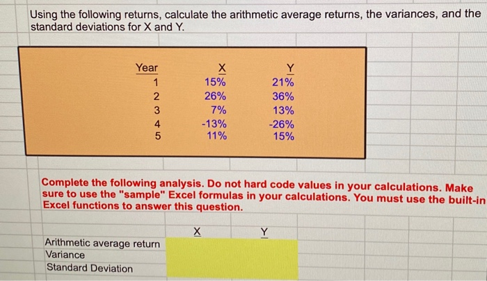Solved Using The Following Returns Calculate The Arithmetic Chegg