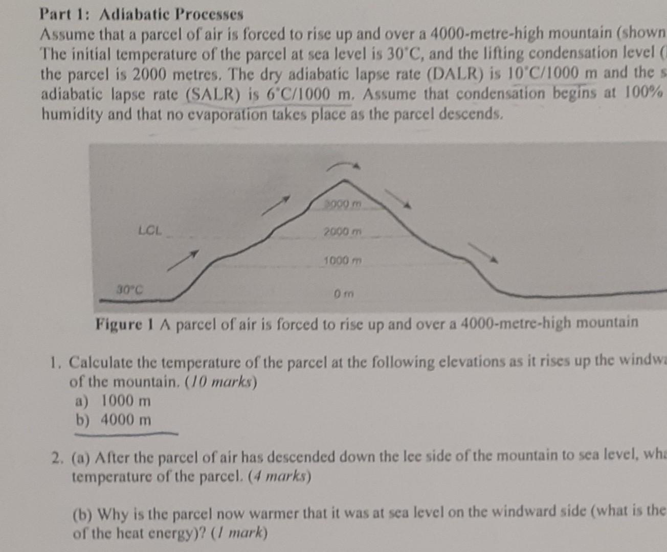 Solved Part 1: Adiabatic Processes Assume that a parcel of | Chegg.com