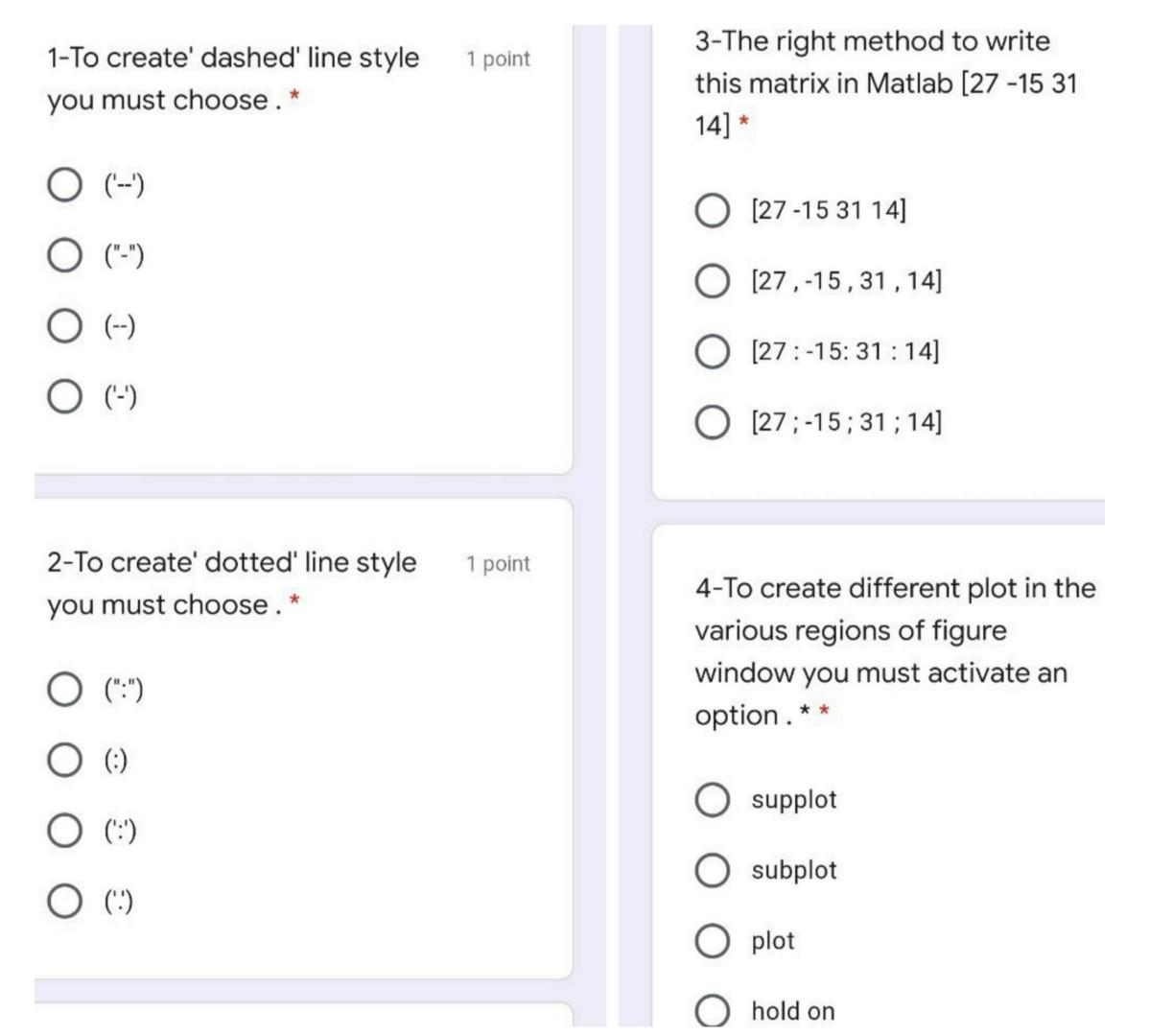 Solved 1 point 1-To create' dashed' line style you must | Chegg.com