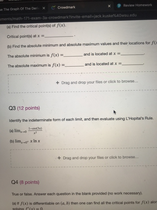 X Crowdmark se The Graph Of The Derix PReview | Chegg.com