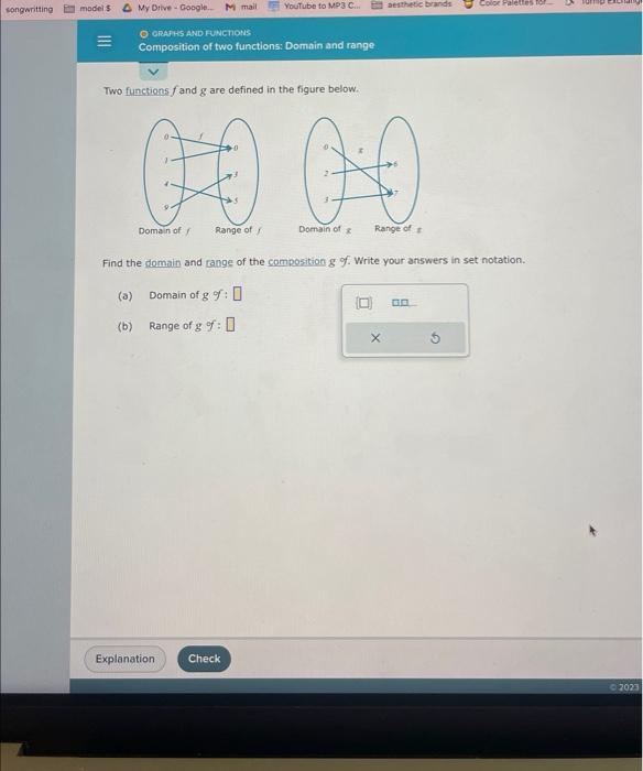 Solved Two functions f and g are defined in the figure | Chegg.com