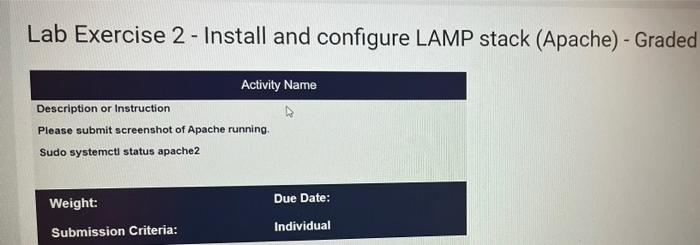 Solved Lab Exercise 2 - Install and configure LAMP stack | Chegg.com