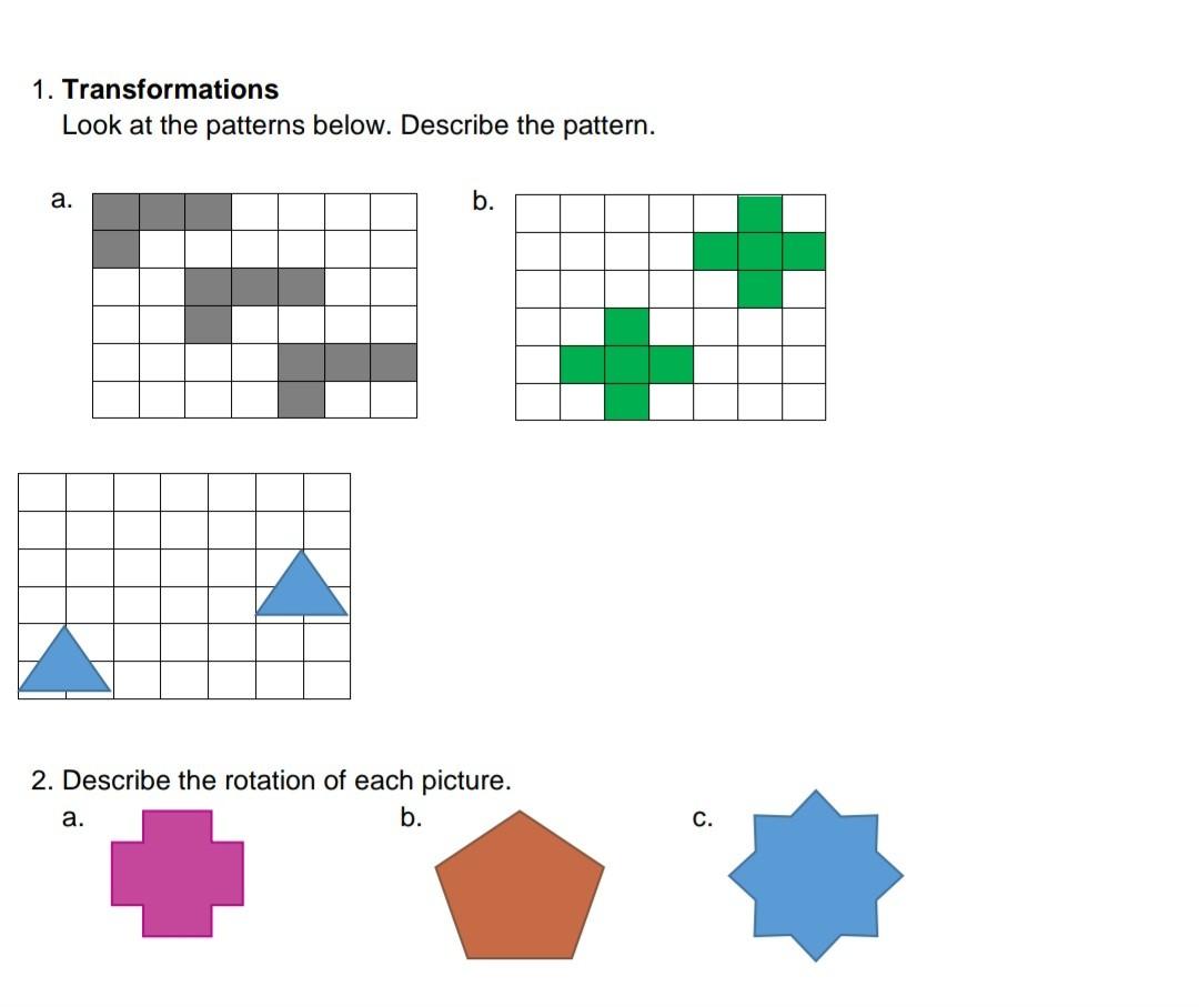 1. Transformations Look at the patterns below. | Chegg.com