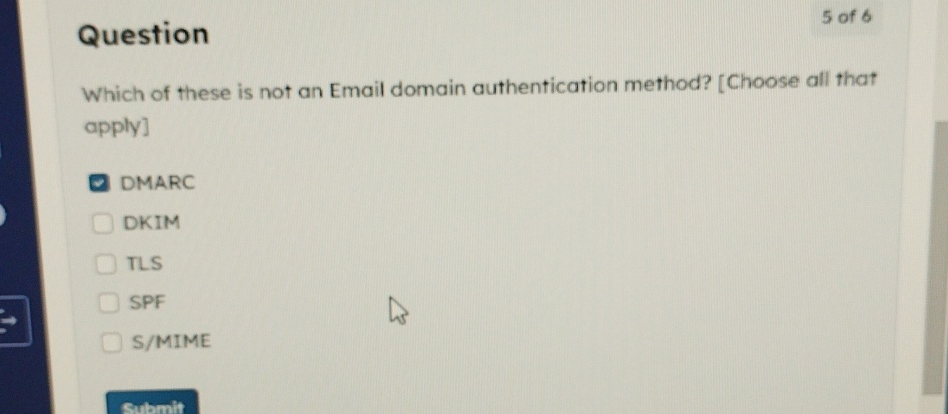 Solved Question5 ﻿of 6Which of these is not an Email domain | Chegg.com
